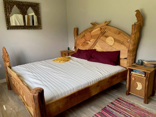 Handcrafted Woodland Sunrise Bed – Custom Wooden Design Bed Frame